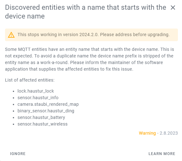 Home Assistant 2023.8.0 - MQTT entities name changes · Issue #700 · tsightler/ring-mqtt · GitHub