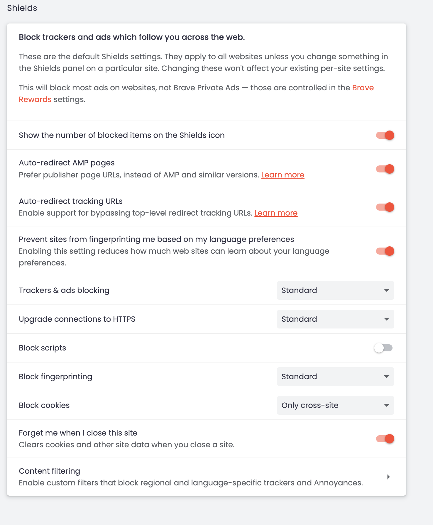 In Shields, move toggle settings below the Shields settings · Issue ...
