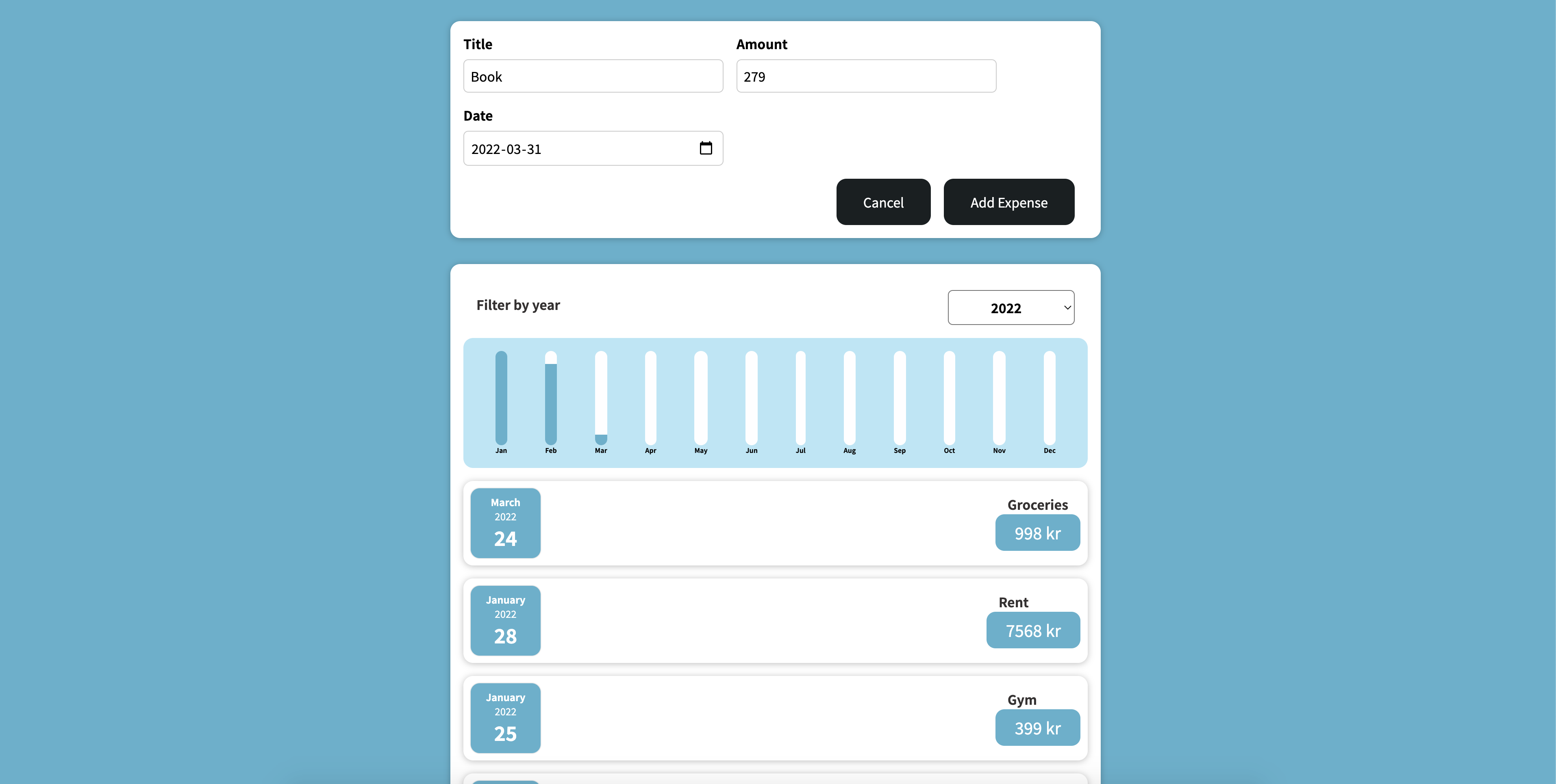 GitHub - emilieanthony/expense-tracker: Expense tracker with a dynamic ...