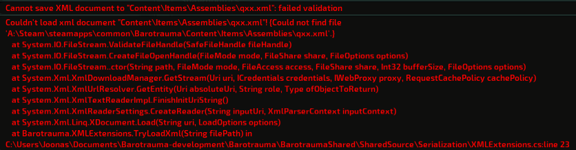Can't save item assemblies · Issue #2846 · FakeFishGames/Barotrauma · GitHub