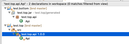 [bndtools workspace] Java References/Declarations Search finds type twice · Issue #4008 ...
