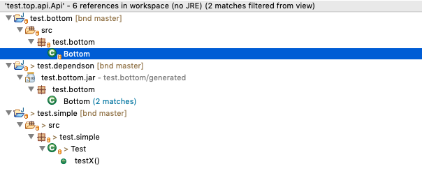 [bndtools workspace] Java References/Declarations Search finds type ...