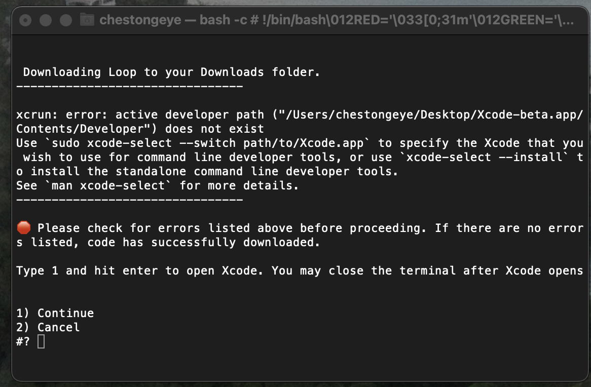loop code will not download from terminal · Issue #1573 · LoopKit/Loop · GitHub
