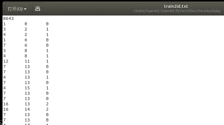 只训练的情况下，train triples 数量减少的问题？请问如何解决？还是代码对三元组有筛选？triples从8643->4101 · Issue #361 · thunlp/OpenKE ...