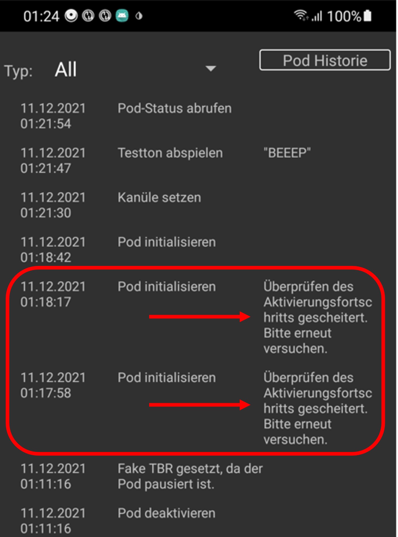 Error message during eros Pod activation · Issue #1062 · nightscout/AndroidAPS · GitHub