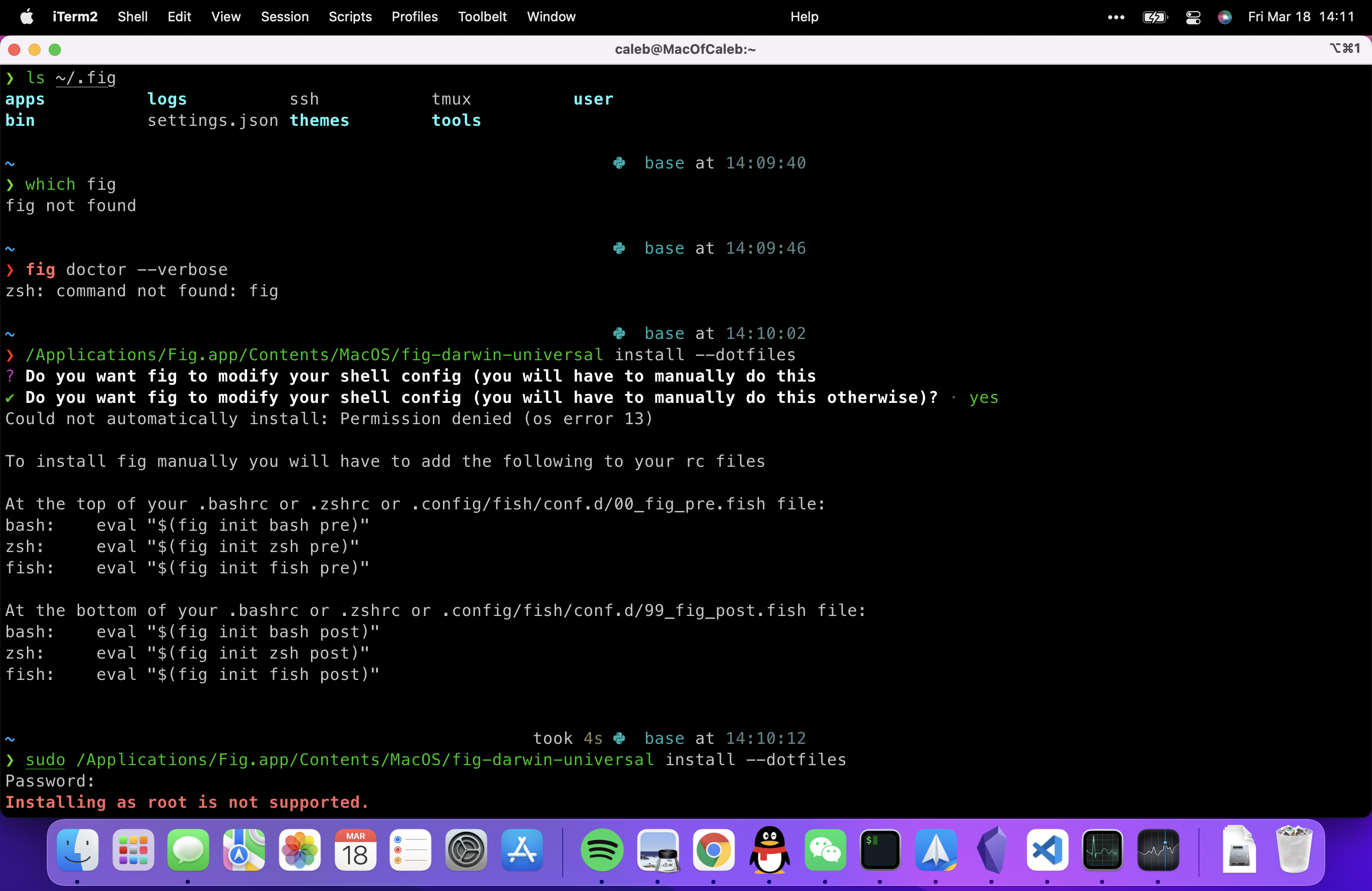 Installation fails if editing dotfiles requires root permissions · Issue #1128 · withfig/fig ...