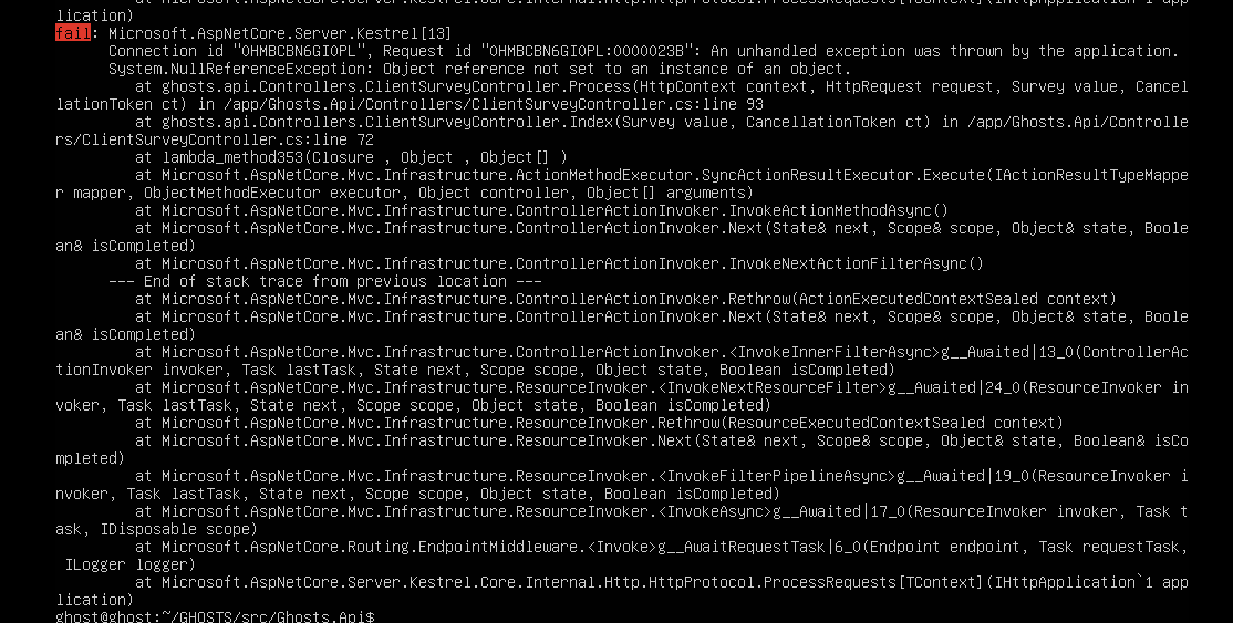 multiple errors in Ghost-Api when connecting the v4 client · Issue #61 · cmu-sei/GHOSTS · GitHub