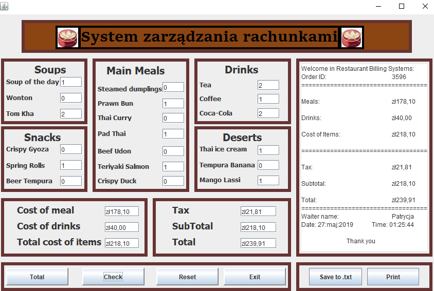 GitHub - Matwoj89/Restaurant-billing-system: Object Oriented Project created in Java. User ...