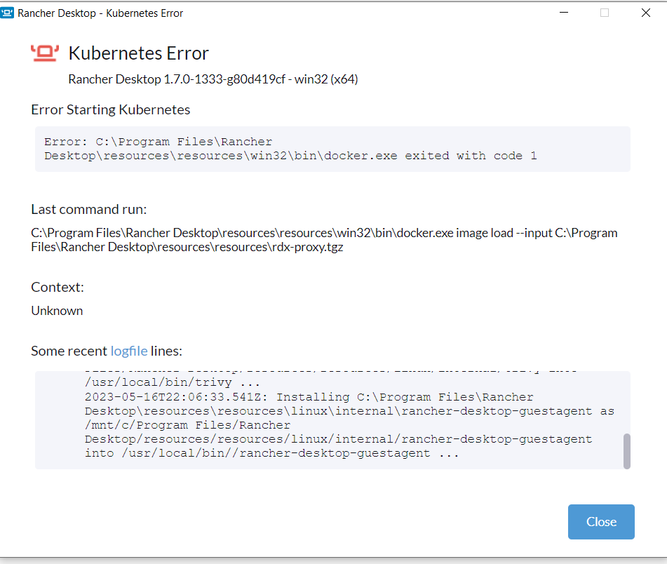 RDX: Application Launch error on Windows · Issue #4666 · rancher-sandbox/rancher-desktop · GitHub