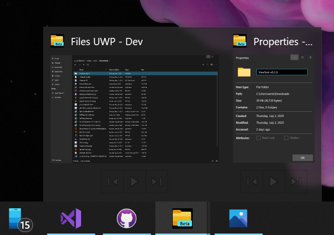 Media controls shown in the taskbar preview · Issue #1521 · files ...