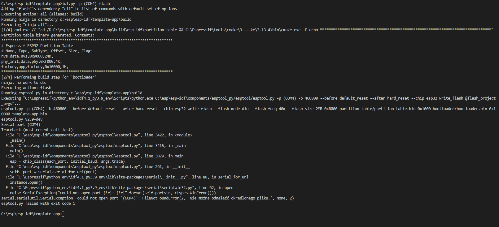Cannot build, flash, launch gui config tool from ESP-IDF key shortcut ...