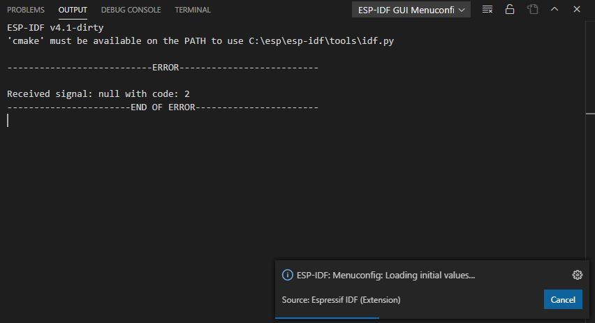 Cannot build, flash, launch gui config tool from ESP-IDF key shortcut or taskbar. (VSC-482 ...
