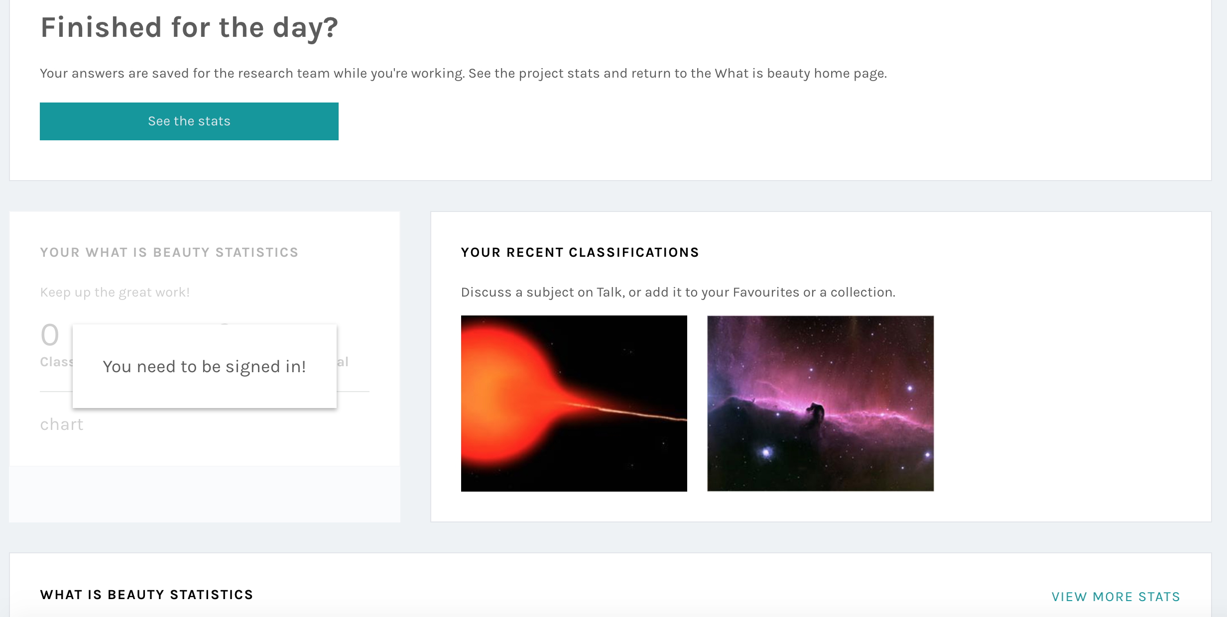 Prompt the user to log in / sign up after N classifications · Issue #1129 · zooniverse/front-end ...
