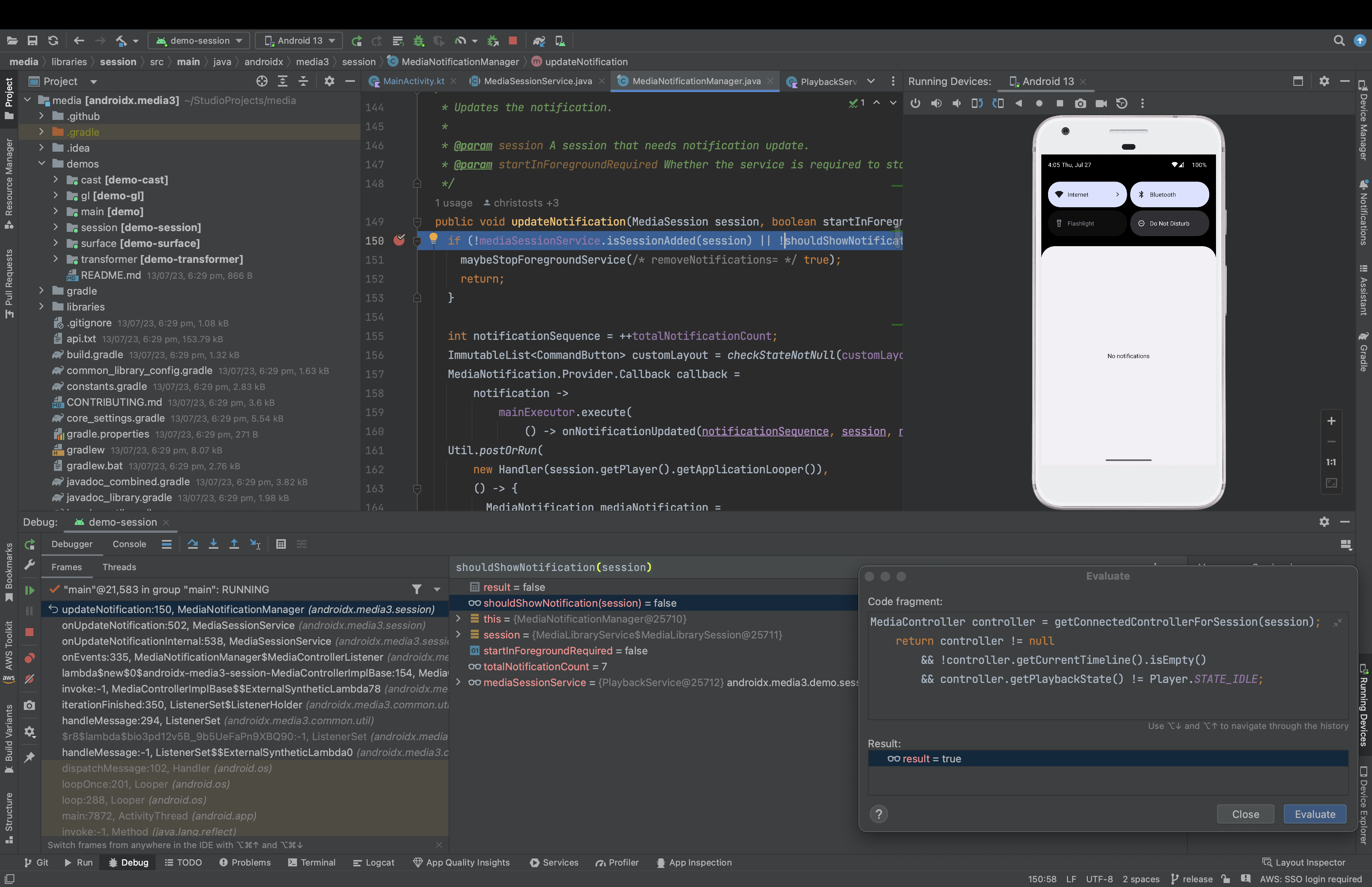 Media Foreground Notification dismissed on dismissing any other notifications of the app · Issue ...