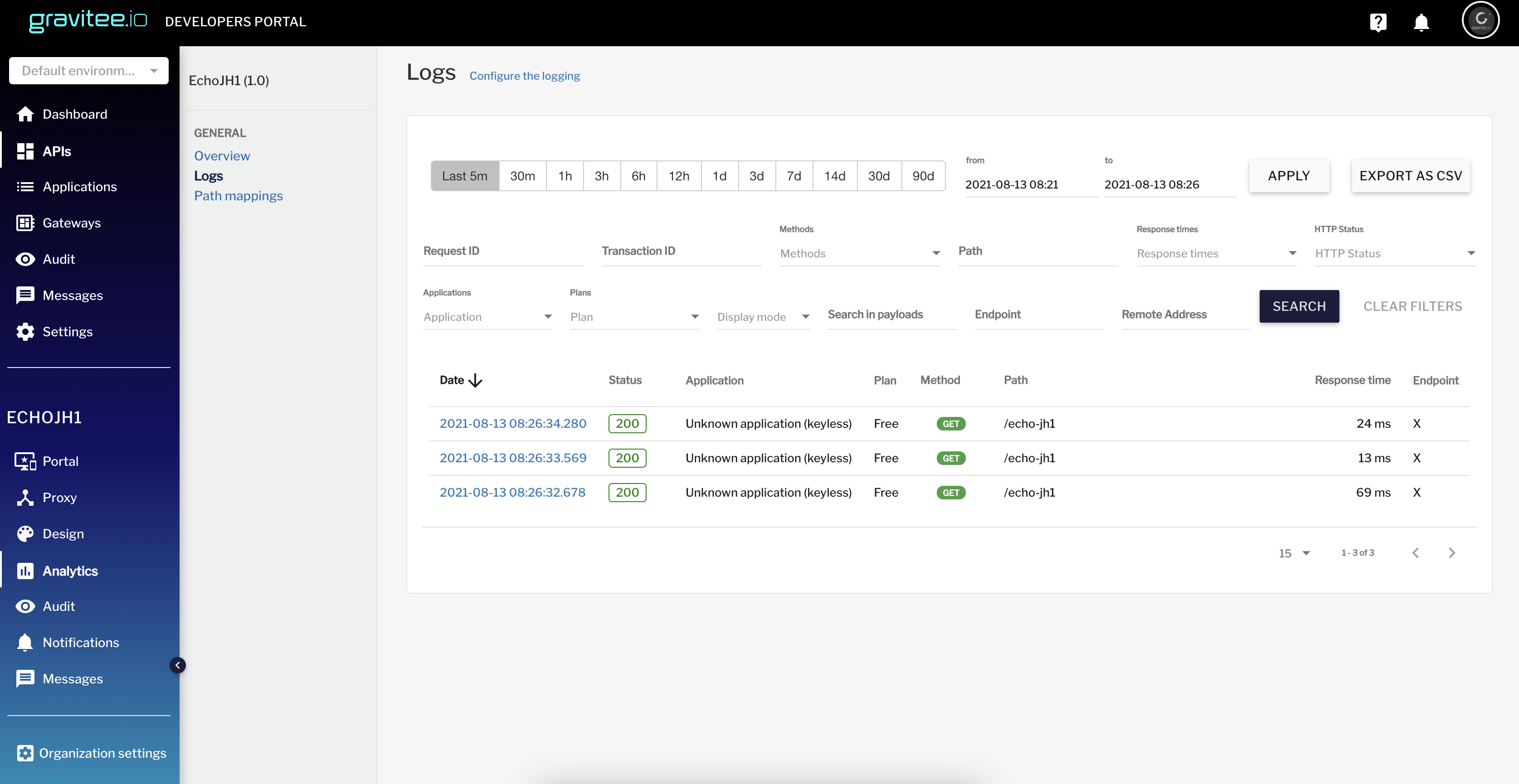 [management] logging is enabled on the wrong api · Issue #5991 · gravitee-io/issues · GitHub