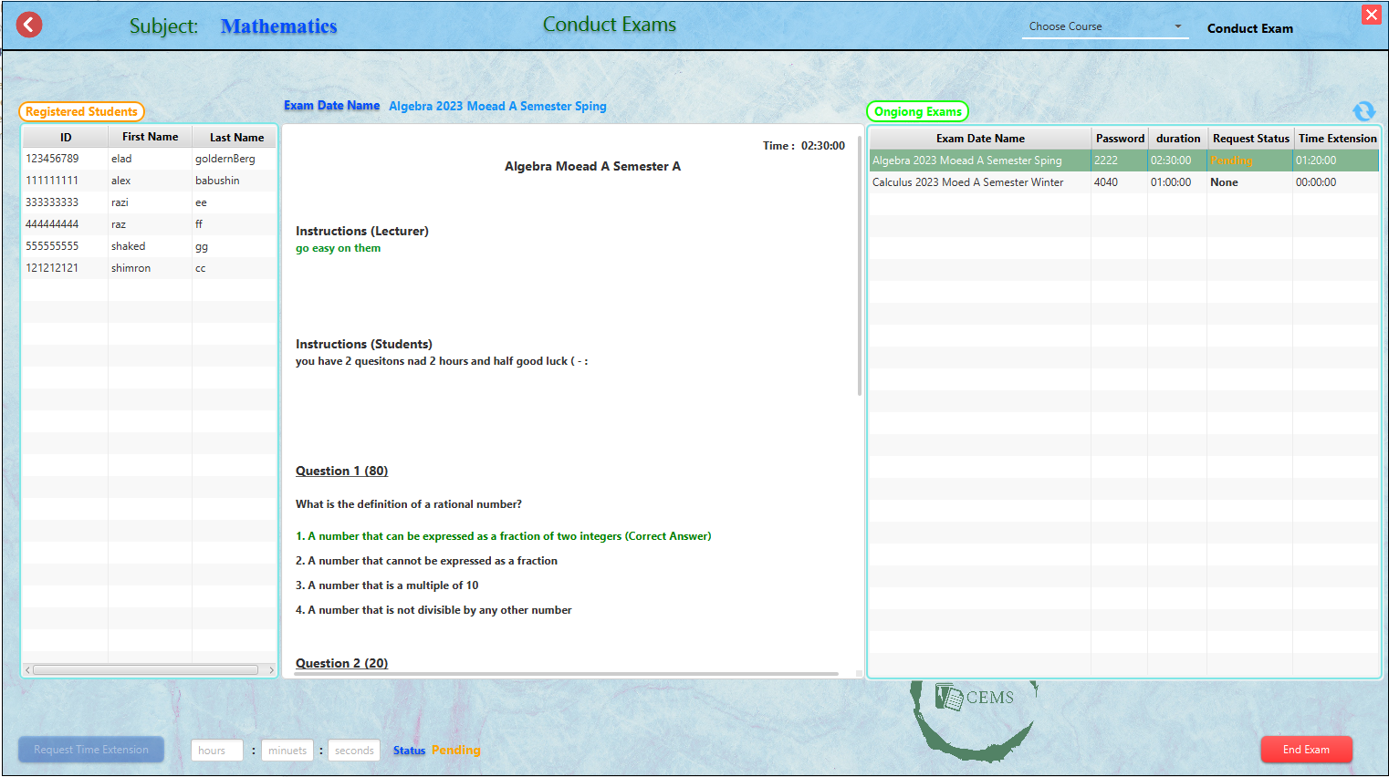 GitHub - eladgl/CEMS: Centralized Exam Managing System