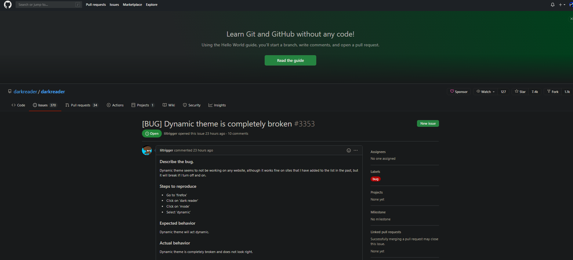 [BUG] Dynamic theme is completely broken · Issue #3353 · darkreader ...