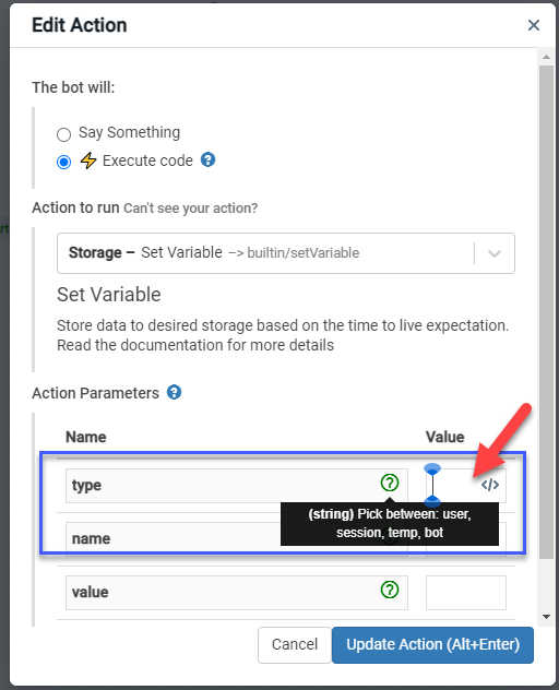 [FEATURE] Edit Action dropdowns · Issue #1371 · botpress/v12 · GitHub