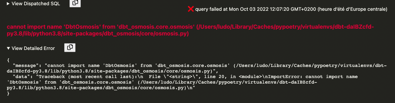 cannot import name 'DbtOsmosis' · Issue #145 · AltimateAI/vscode-dbt-power-user · GitHub