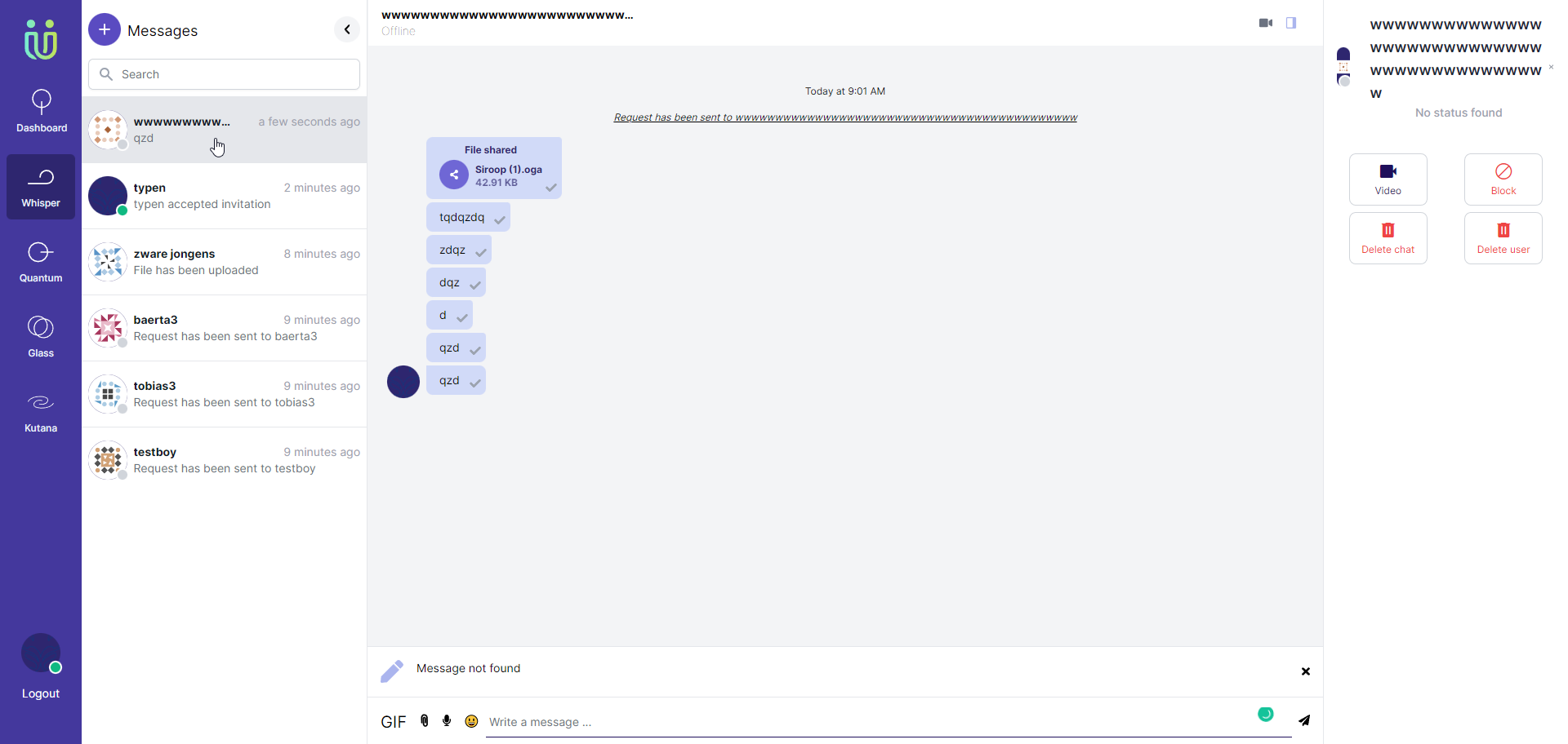 Whisper - When editing a message and change chat to other person and back it says undefined ...