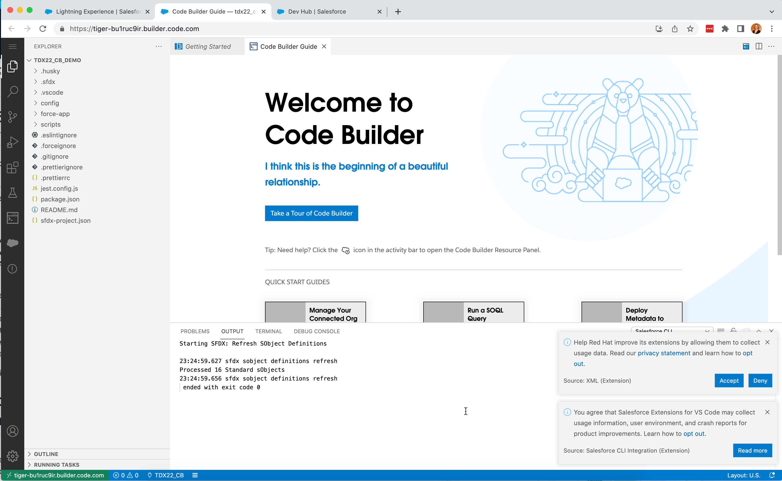 Quiet the noise that users are greeted with the first time they access Code Builder · Issue #141 ...