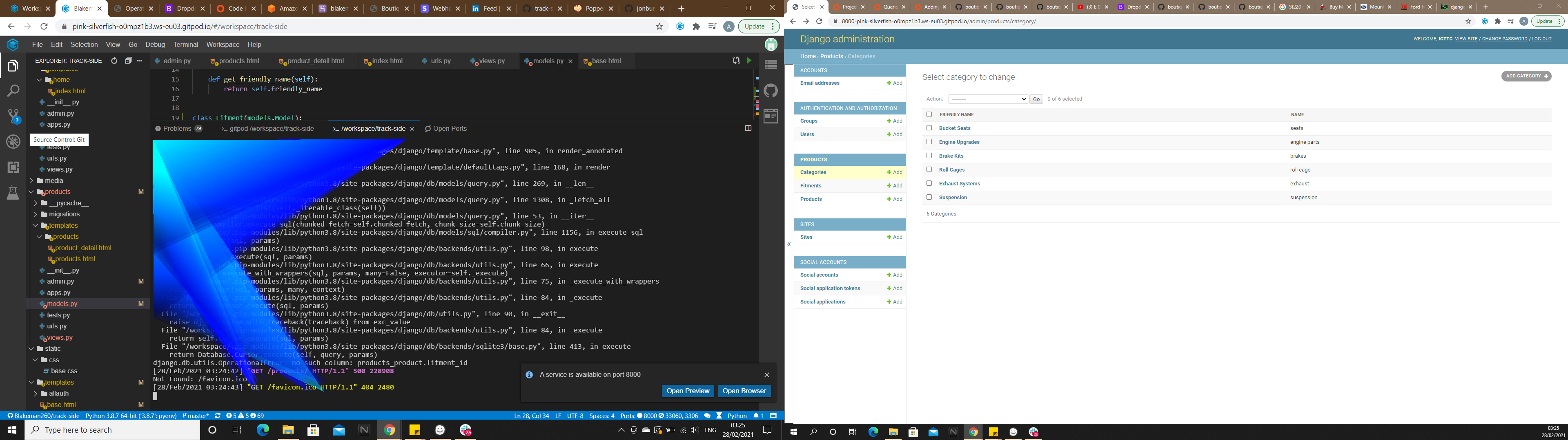 I'm trouble shooting, trying to find an issue with my django, but in ...