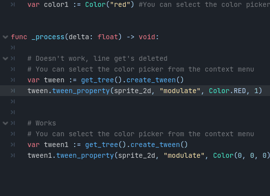 Line disappears when you open the color picker from the context menu in ...