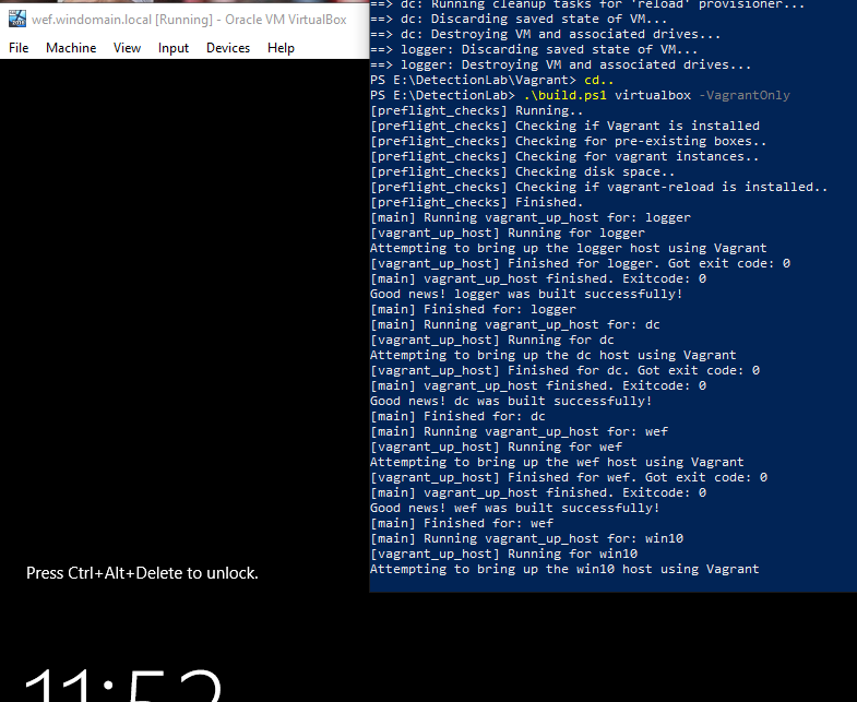 Wef provisioning fails with VirtualBox · Issue #400 · clong/DetectionLab · GitHub