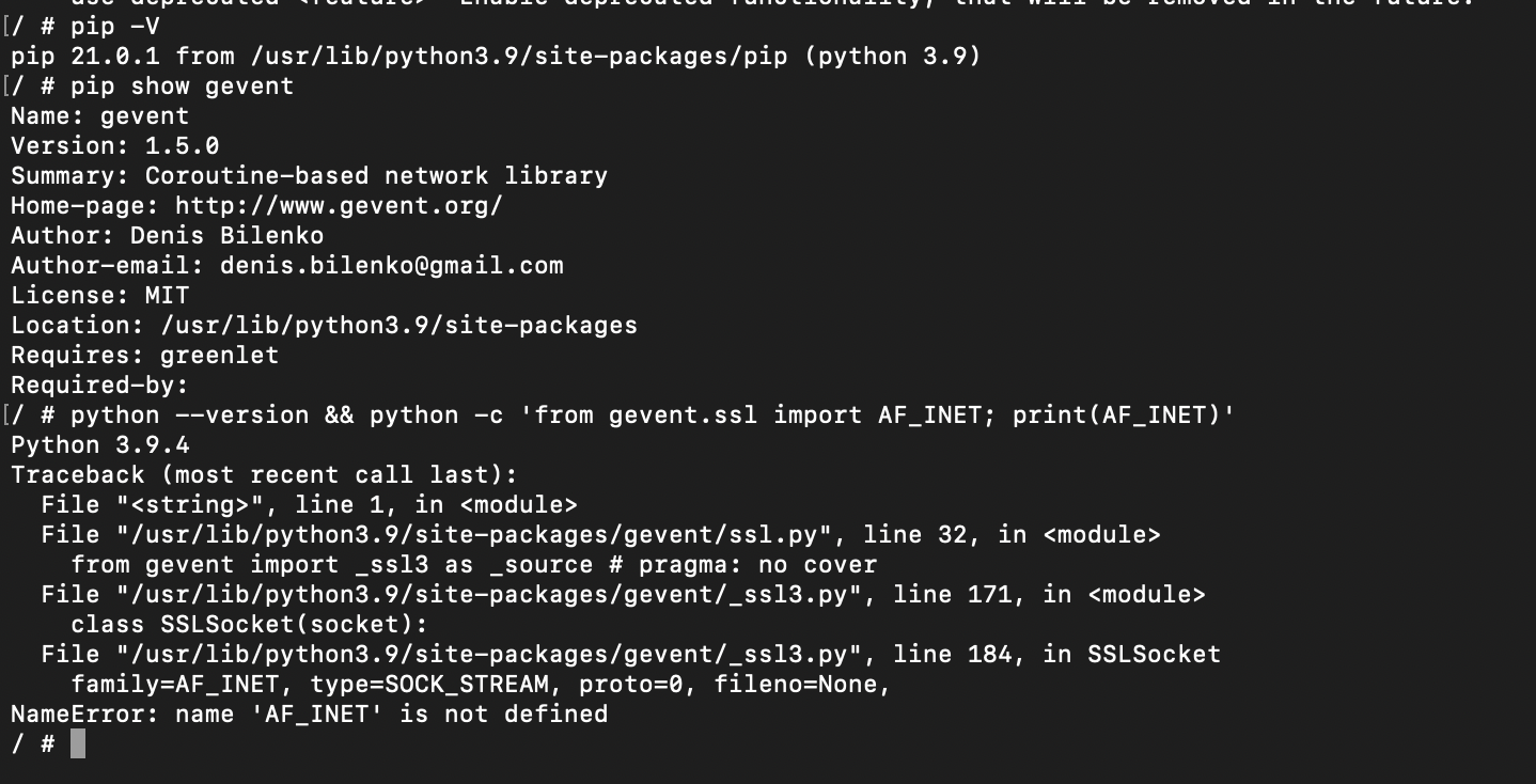 name 'AF_INET' is not definname 'AF_INET' is not defineded · Issue #1786 · gevent/gevent · GitHub