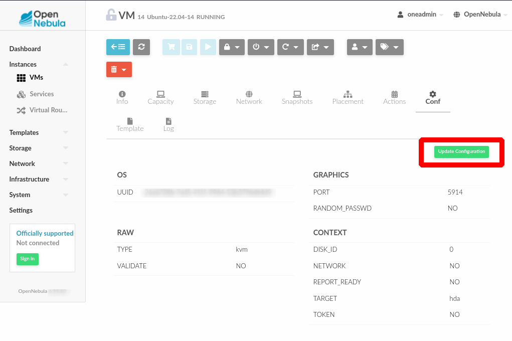 Add dialog to update a VM configuration in FireEdge Sunstone · Issue #5836 · OpenNebula/one · GitHub