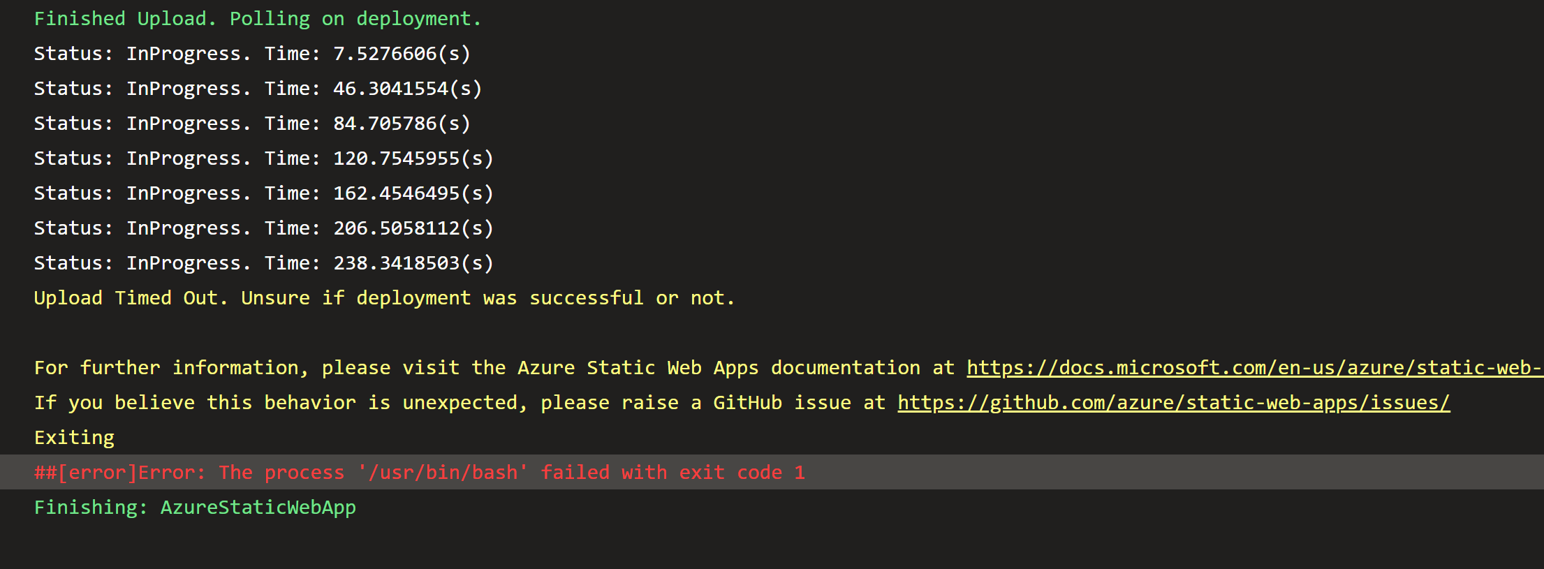 Azure Static Webapp step fails with upload timeout error · Issue #853 · Azure/static-web-apps ...