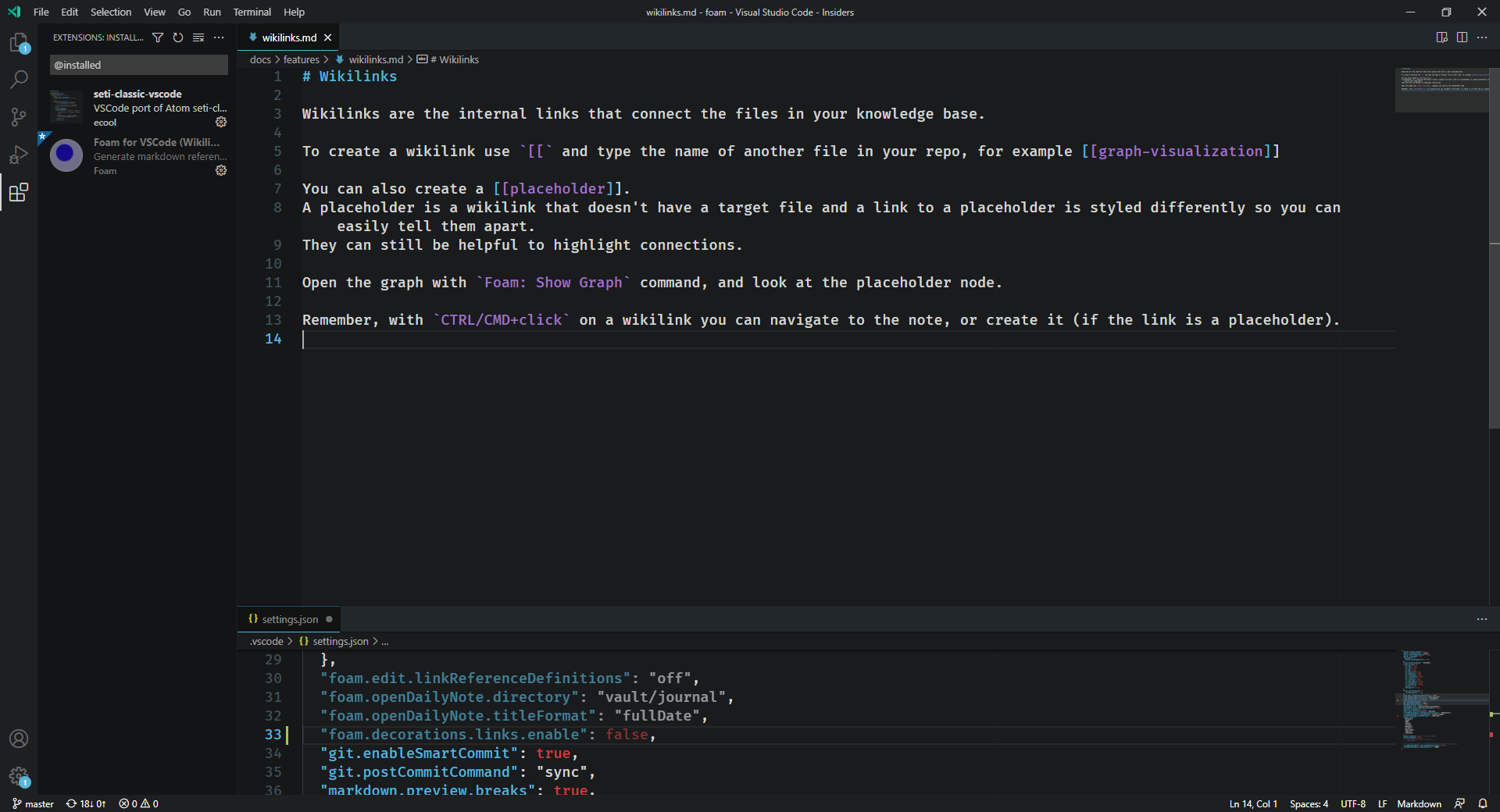 Foam Setting Ignored: foam.decorations.links.enable · Issue #769 · foambubble/foam · GitHub