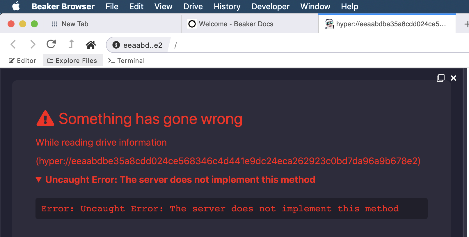 Uncaught Error: The server does not implement this method · Issue #1601 · beakerbrowser/beaker ...