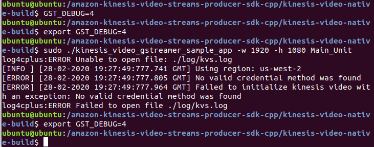 No Valid Credential Method Was Found · Issue 360 · Awslabsamazon Kinesis Video Streams