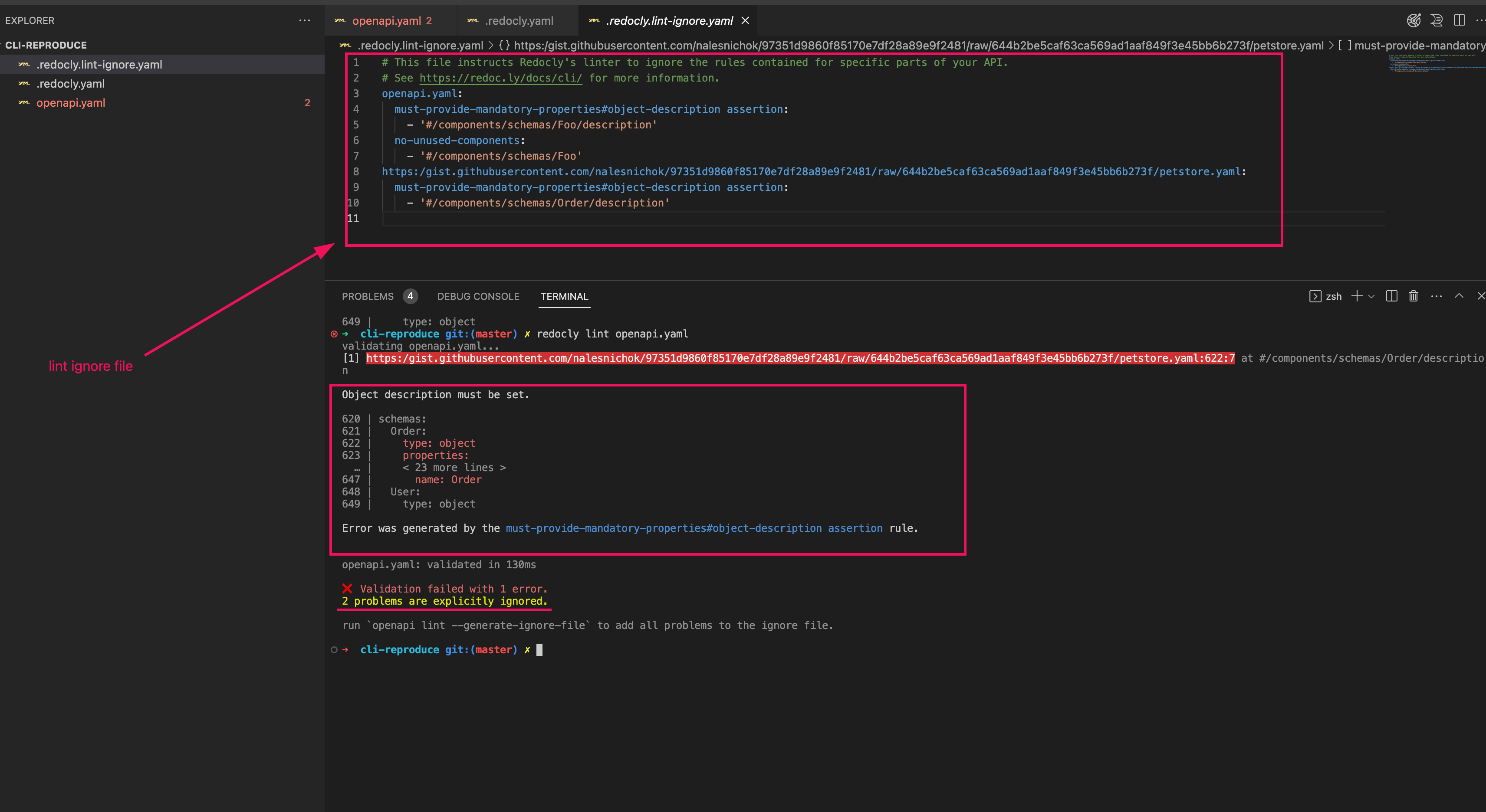 Remote Schema Errors Are Not Being Ignored By Lint Ignore File · Issue 1013 · Redocly Redocly