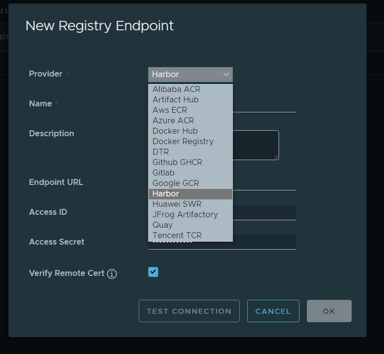 Endpoint Creation: Provider HelmHub missing · Issue #17858 · goharbor/harbor · GitHub