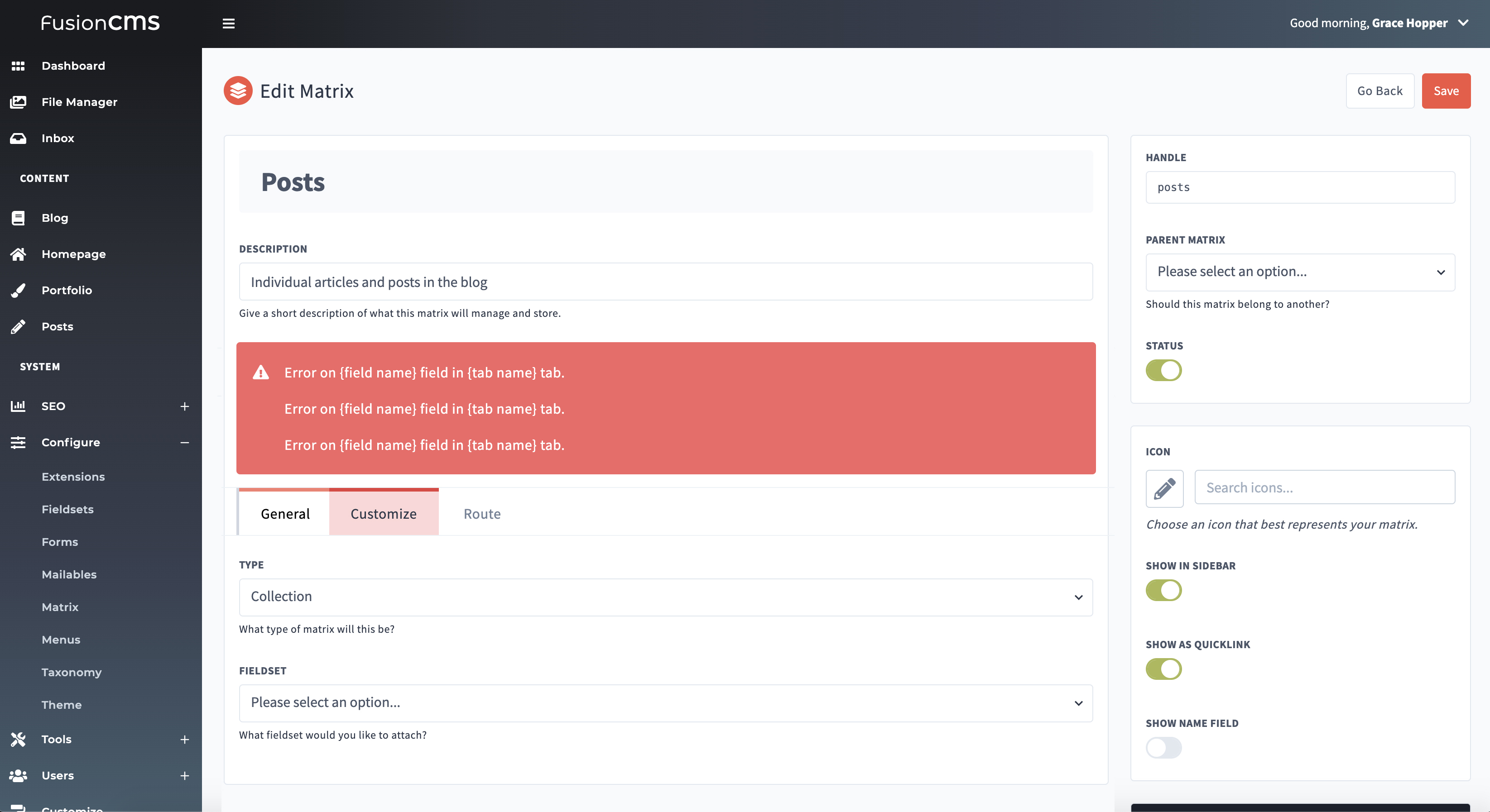 Field validation in inactive tabs not indicated · Issue #612 · fusioncms/fusioncms · GitHub