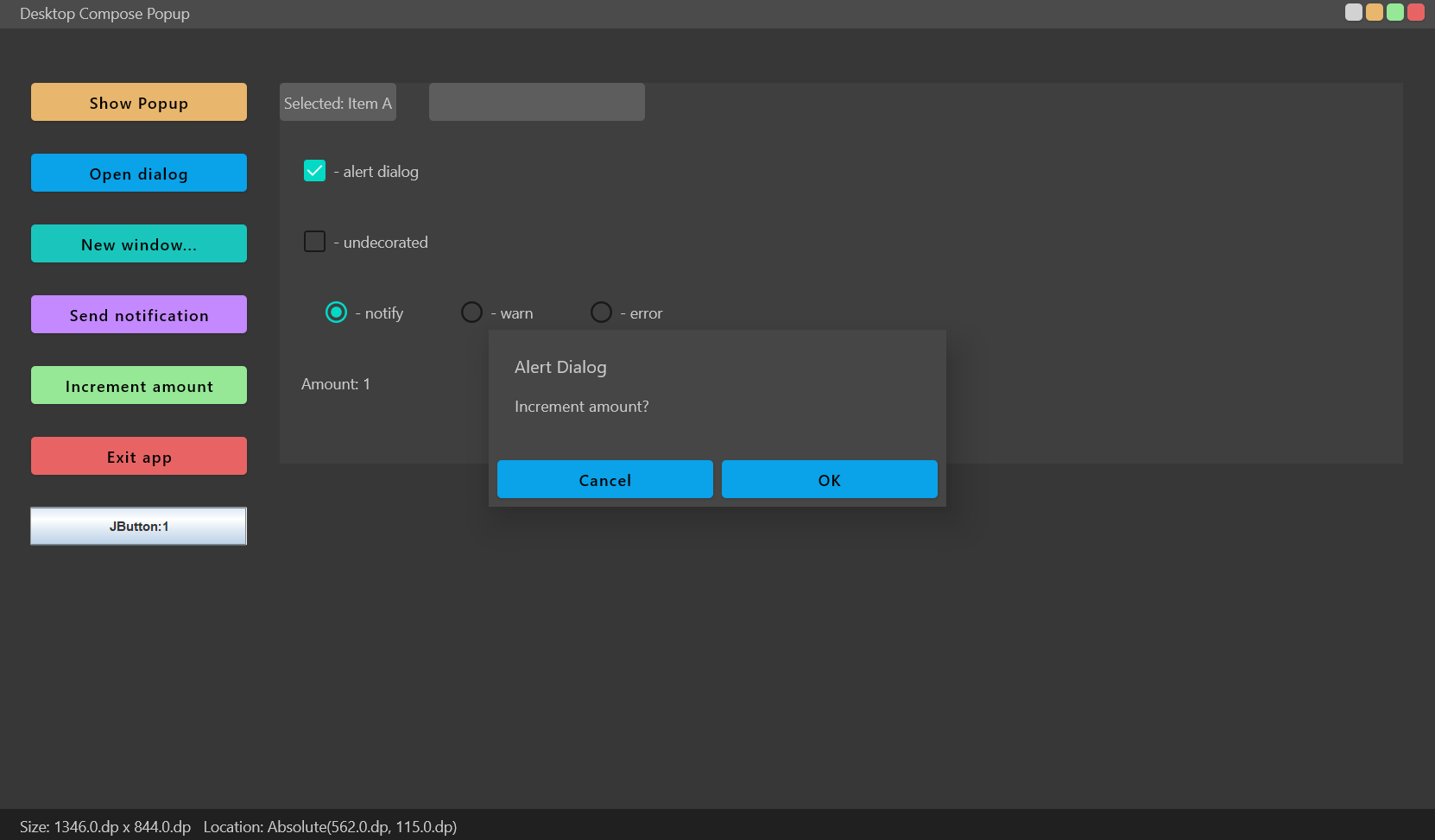 LayerDialog. Dialog which shows in a separate layer of the current ...