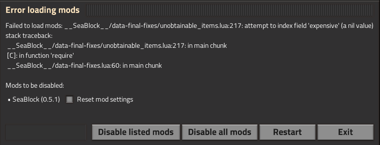 Crash with Train Construction Site · Issue #76 · modded-factorio/SeaBlock · GitHub