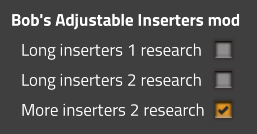 Option to remove long reach from "short" Inserters · Issue #25 · modded-factorio/bobsmods · GitHub