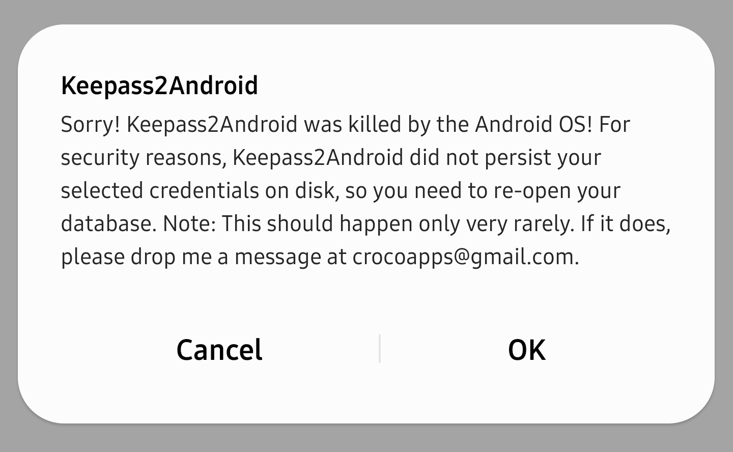 App killed by android due to security · Issue #2232 · PhilippC/keepass2android · GitHub