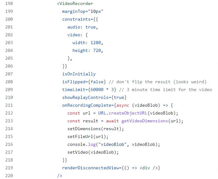 Recording Videos only with 640 * 480 dimensions · Issue #142 · fbaiodias/react-video-recorder ...