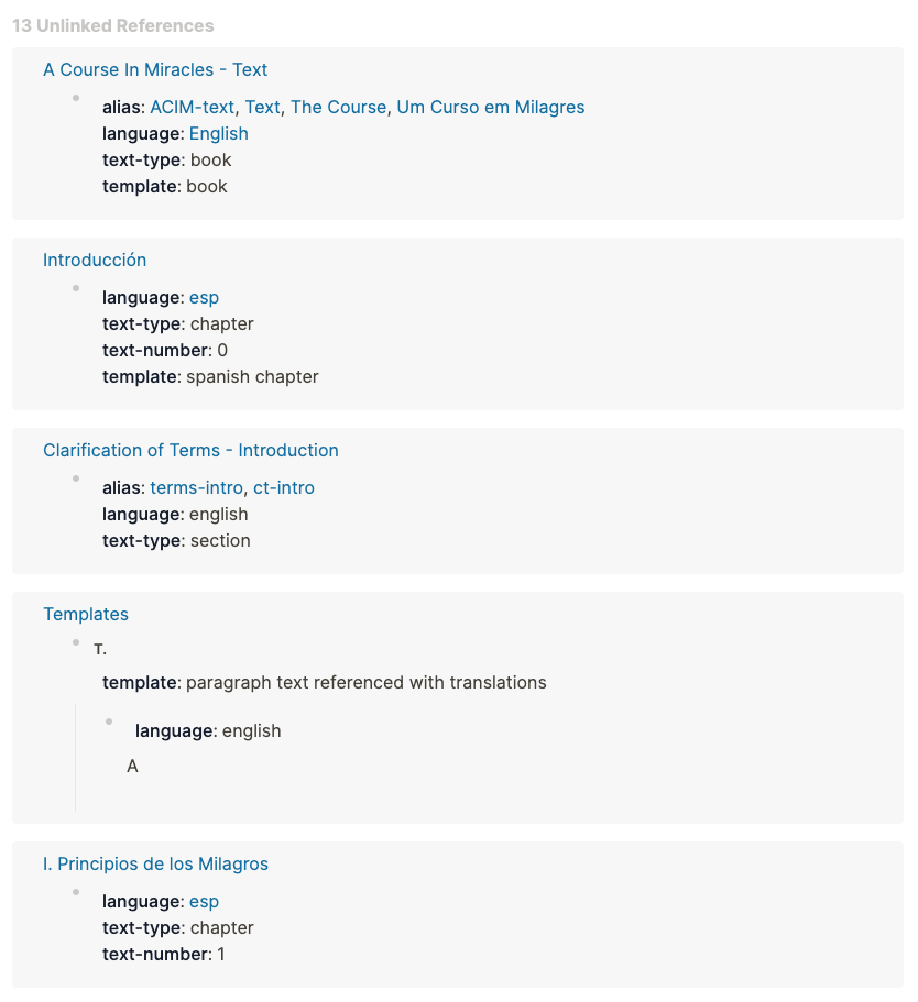 Linked and Unlinked references section not functioning correctly nor rendering properly · Issue ...