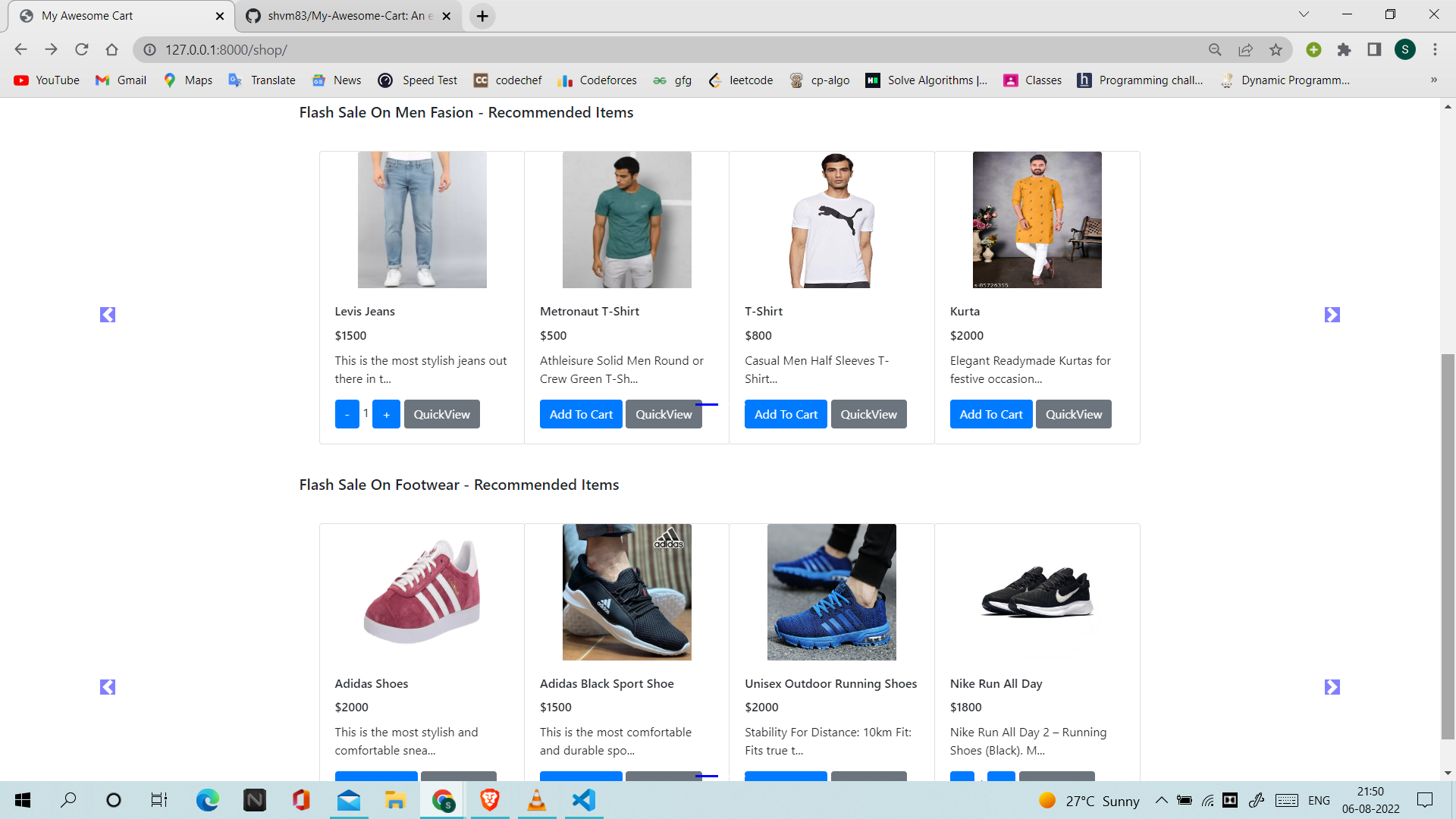 GitHub - shvm83/My-Awesome-Cart: An eCommerce website having the ...