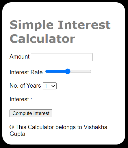 GitHub - guptavishakha14/Simple-Interest-Calculator