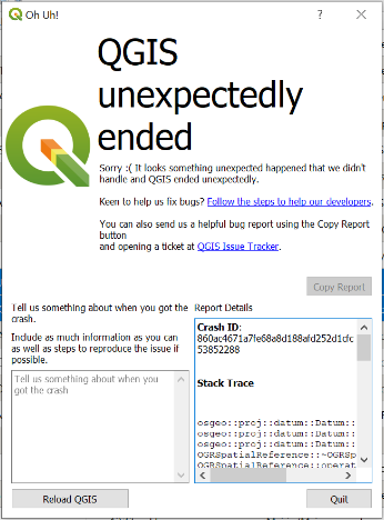 QGIS UNEXPECTEDLY ENDED · Issue #33661 · qgis/QGIS · GitHub