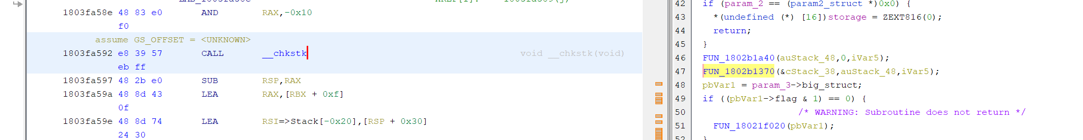 Multiple calls to __chkstk break stack analysis (Win64) · Issue #5027 · NationalSecurityAgency ...