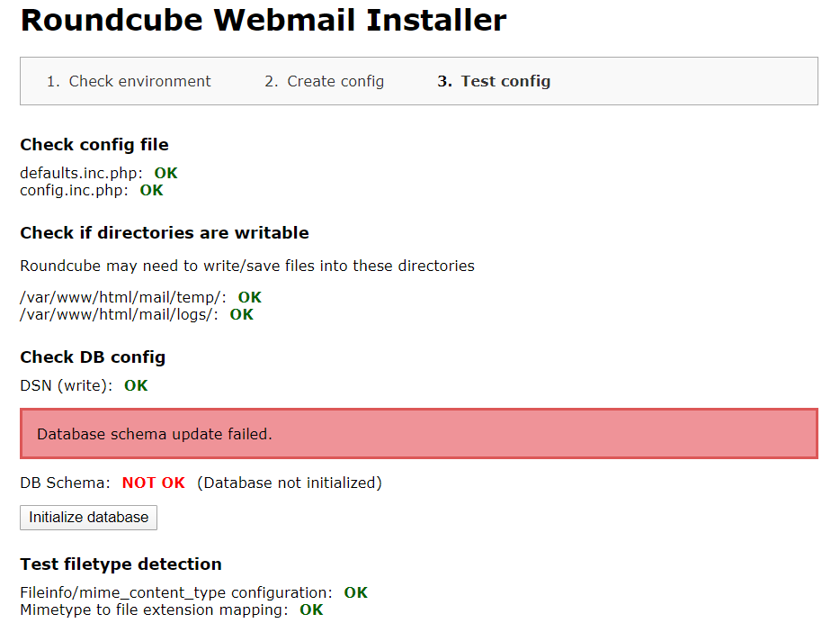 unable to initialise database · Issue #7394 · roundcube/roundcubemail · GitHub