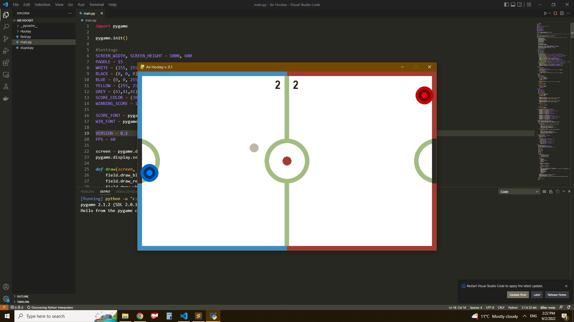 GitHub - fourhtyoz/air-hockey: 'Air Hockey' coded in Pygame
